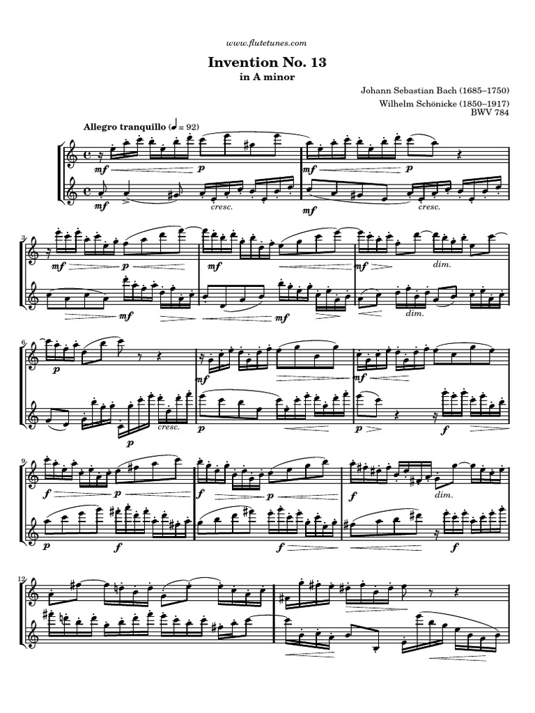 bach-invention-no13-in-a-minor (1) | PDF