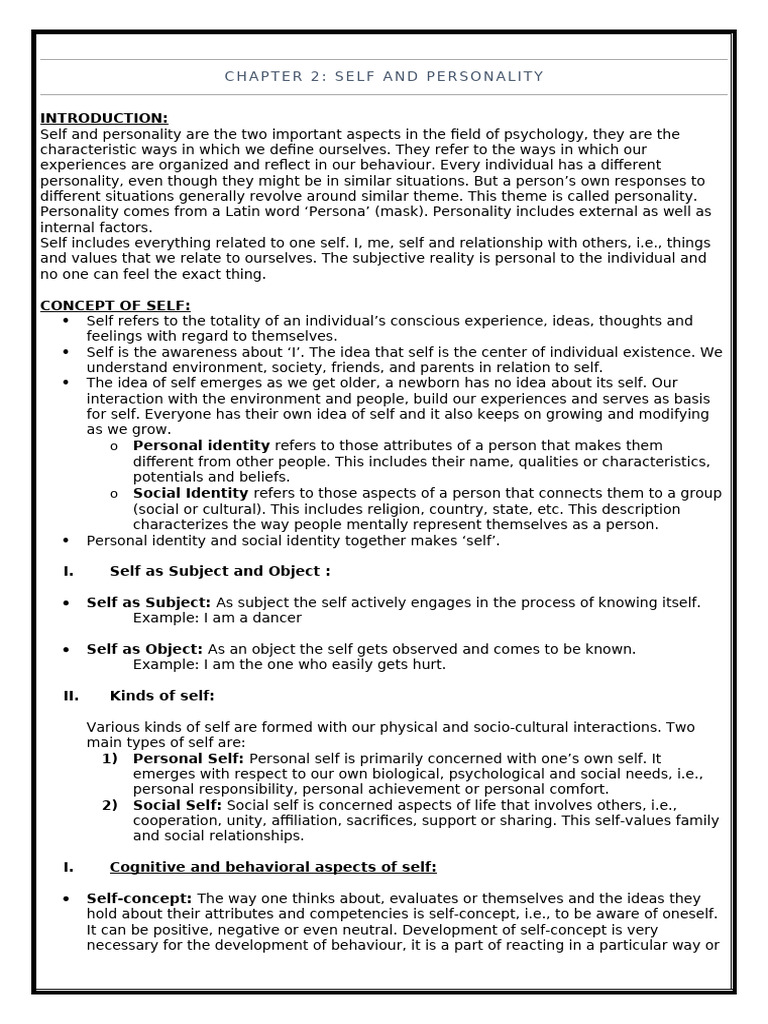 XII Psychology Ch 2 | PDF | Id | Self Actualization