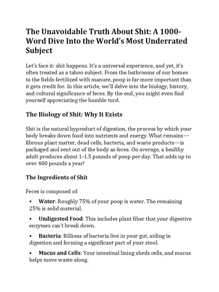 The Science and History of Poop | PDF | Feces