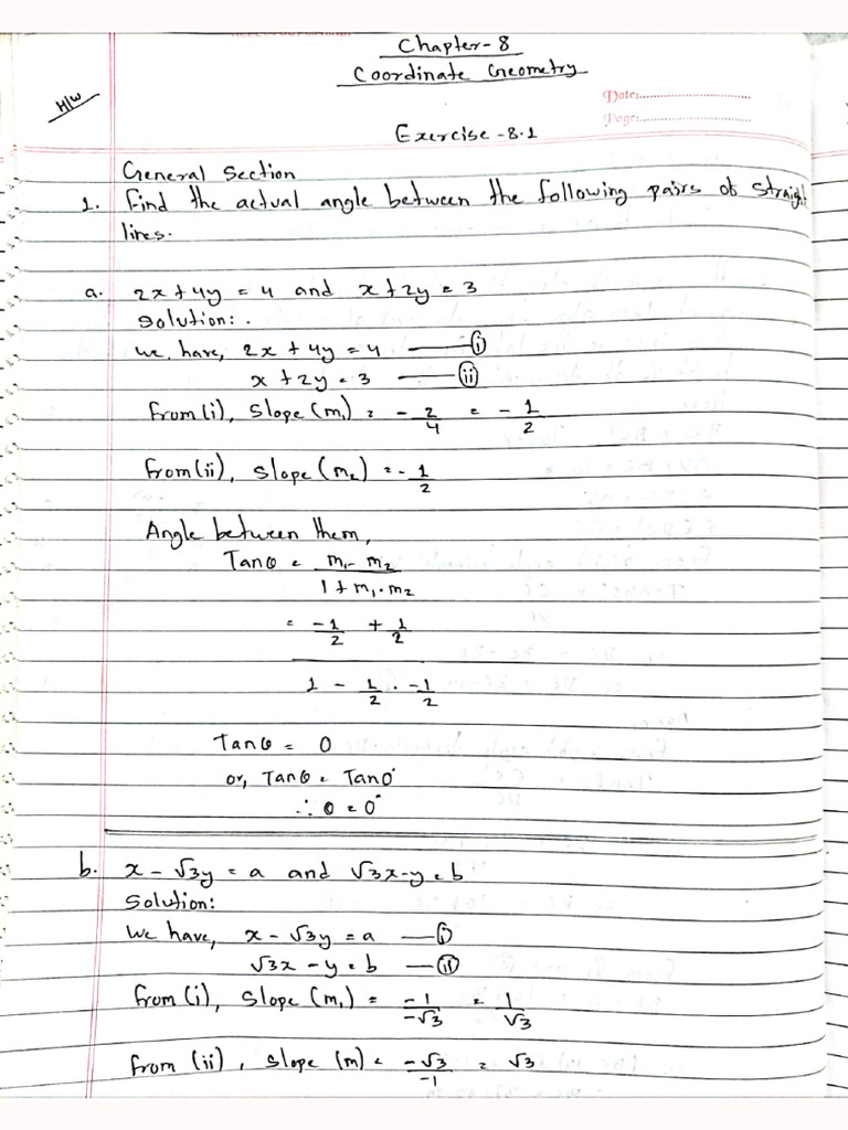 Coordinate Geometry Class 10 Optional Mathematics Ex-8.1 | PDF