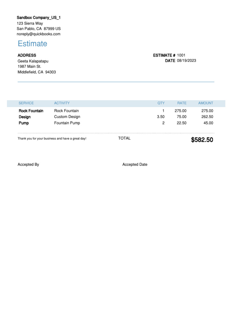 Rock Fountain Estimate for Geeta Kalapatapu | PDF