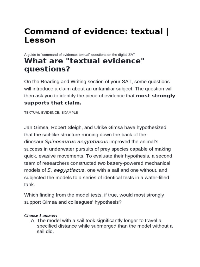 Understanding SAT Textual Evidence Questions | PDF | Hypothesis | Science