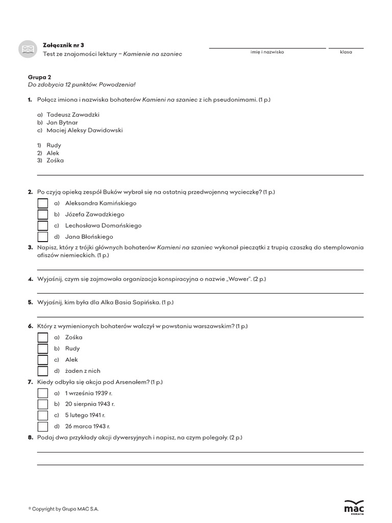 Test Z Lektury Kamienie Na Szaniec Cdac Contribution Rates