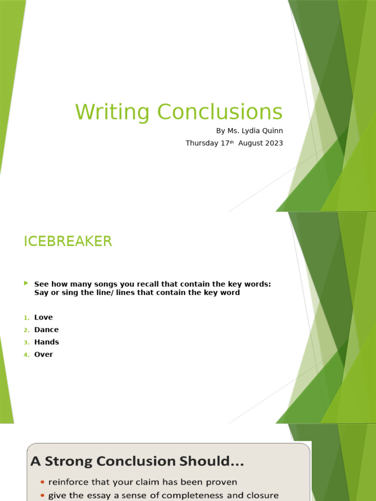 Lesson 4 Writing Essay Conclusions | PDF | Essays