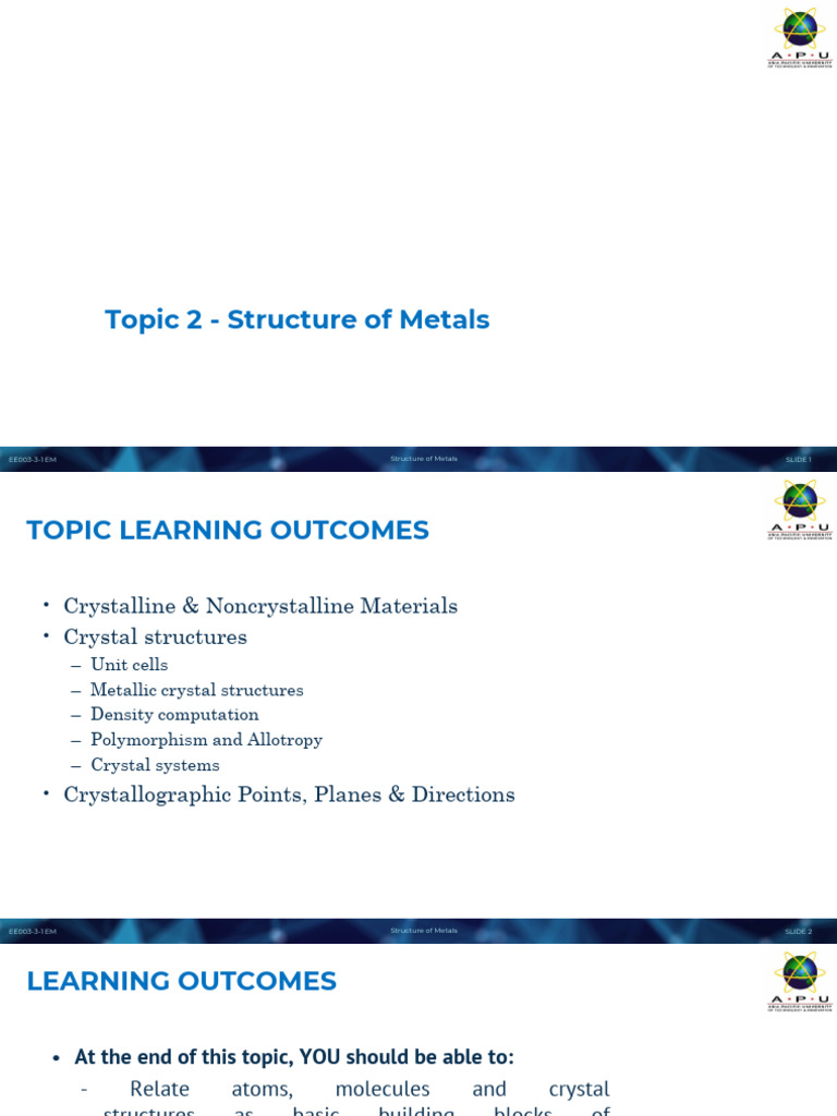 Structure of Metals: Crystals & Packing | PDF | Crystal Structure ...