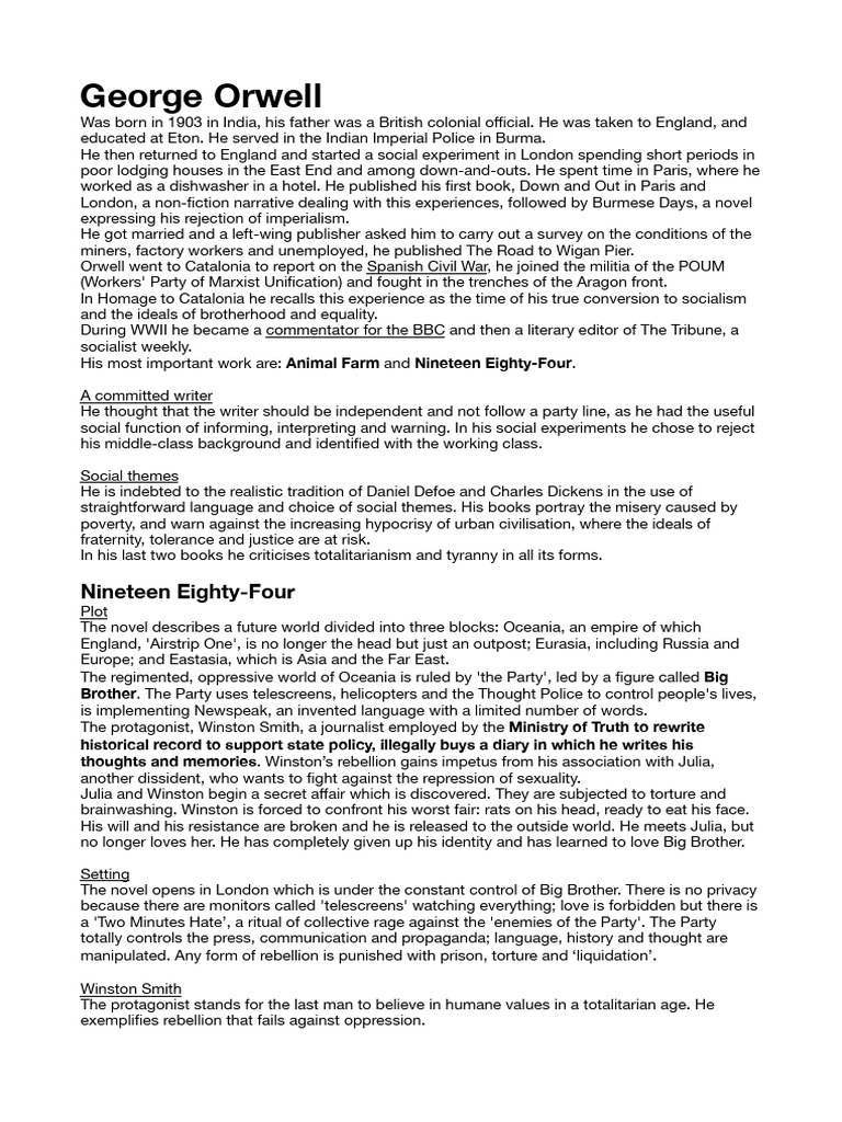 George Orwell: Life and Major Works | PDF | Beat Generation | On The Road