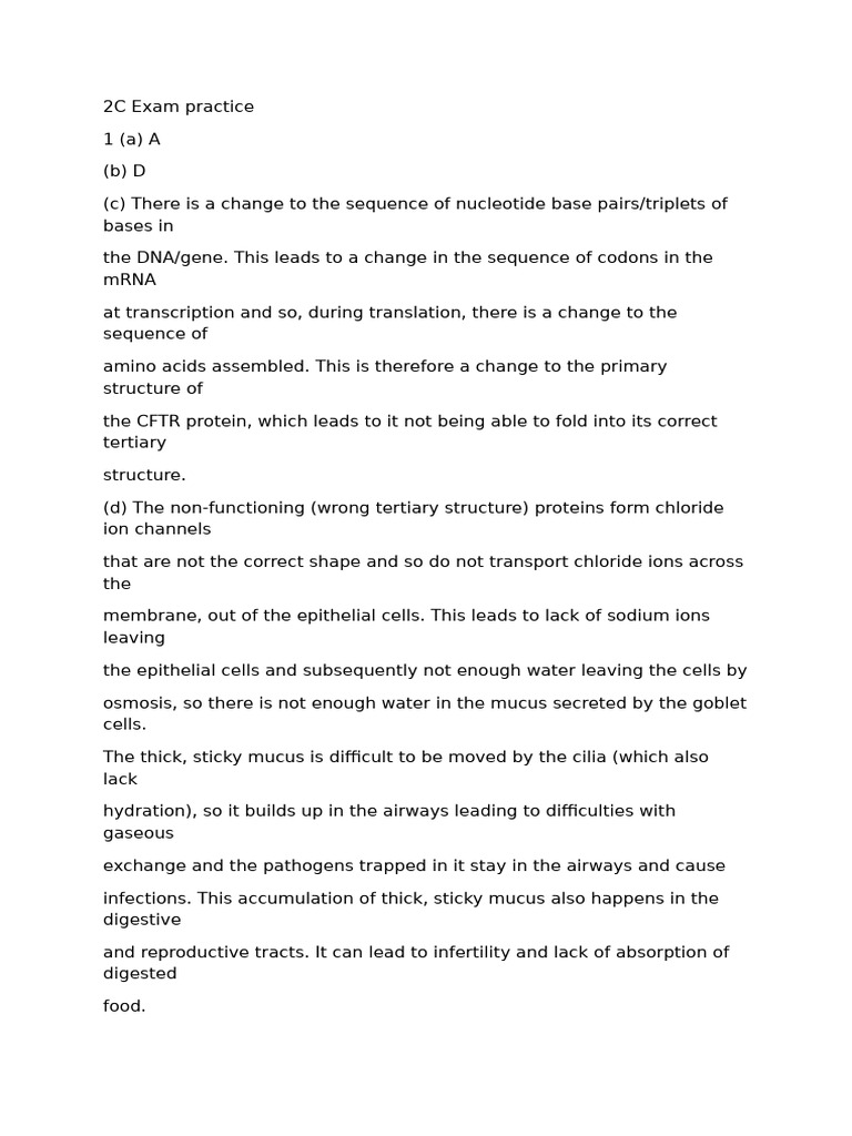 2C Exam Practice Answers | PDF | Genotype | Gene