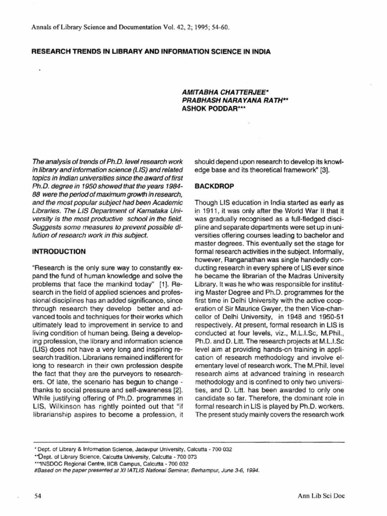 Research Trends in Library and Informati | PDF | Libraries | Thesis