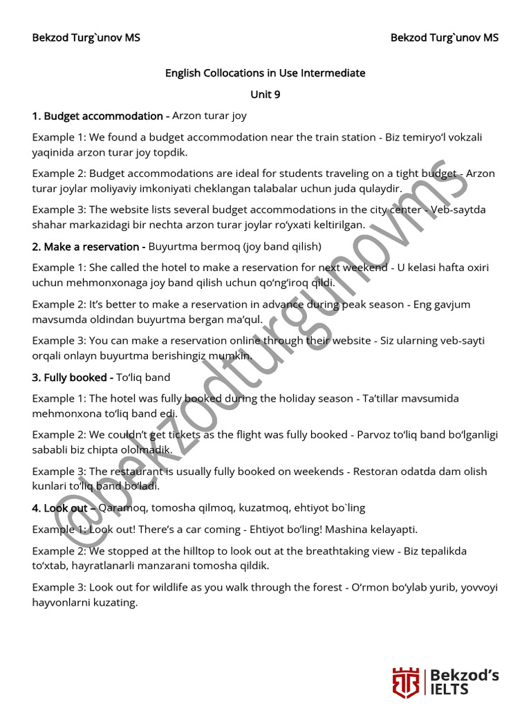 English Collocations in Use Intermediate - Unit 9 | PDF | Earth ...