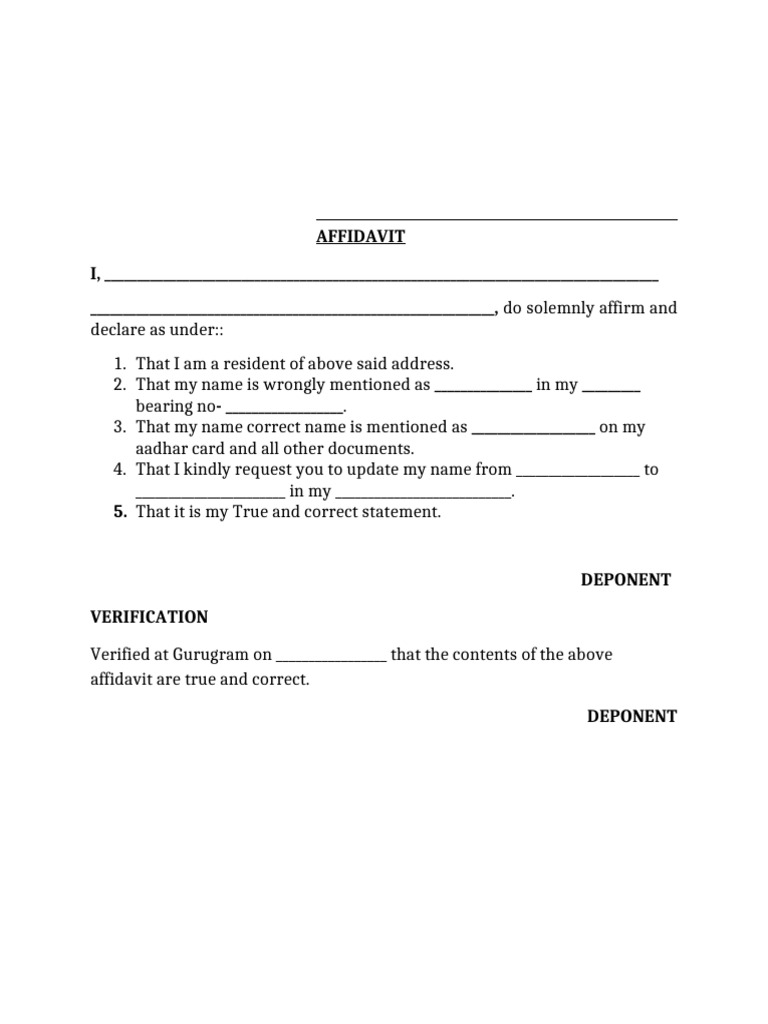 BLANK AFFIDAVIT Name Correction | PDF