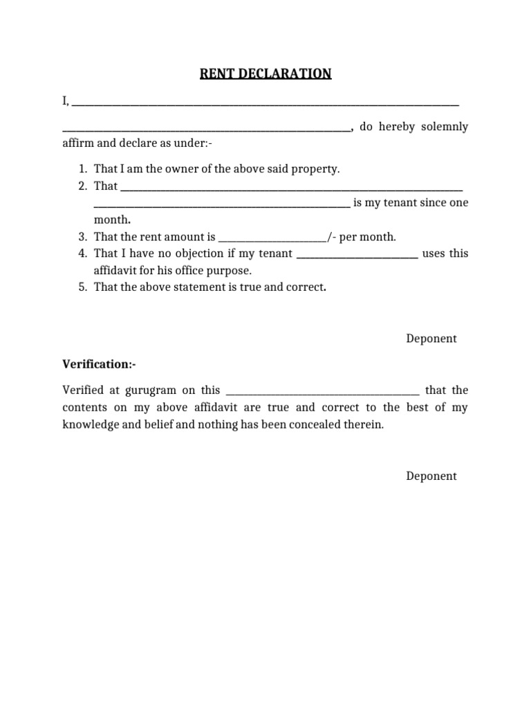 Blank Rent Affidavit | PDF