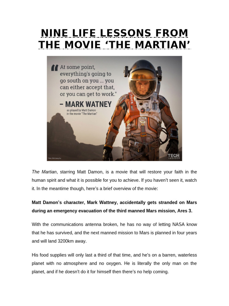 THE MARTIAN | PDF | The Martian (Film) | Mars