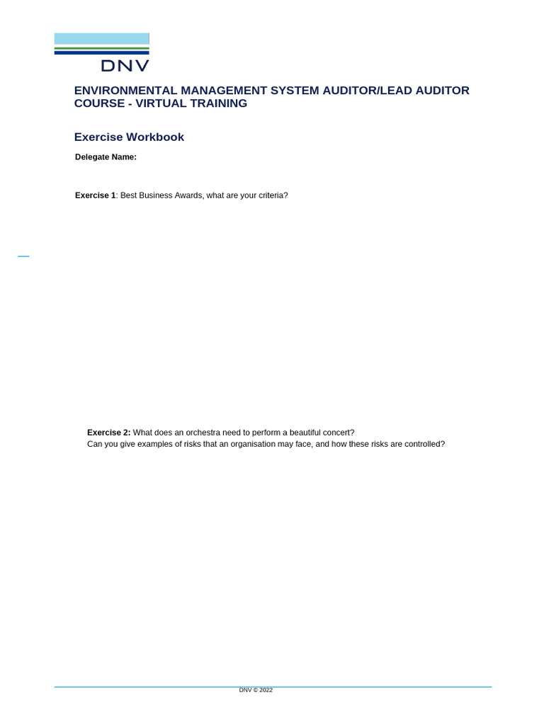 ISO 14K - LA - Exercise Work Book - v5 | PDF | Audit | Risk