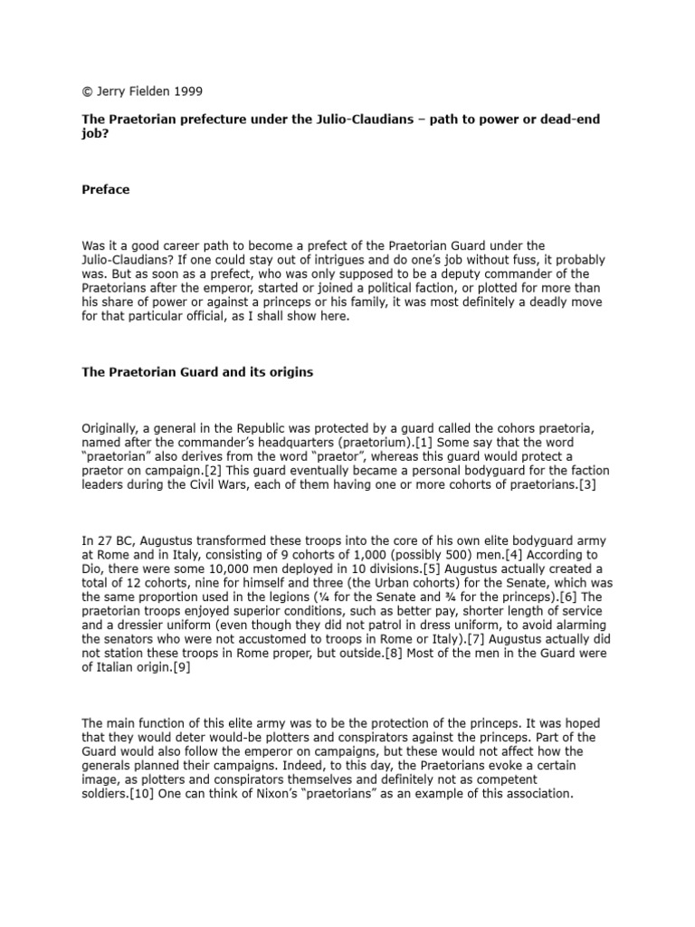 The Praetorian Prefecture Under The Julio-Claudians - Path To Pow | PDF ...