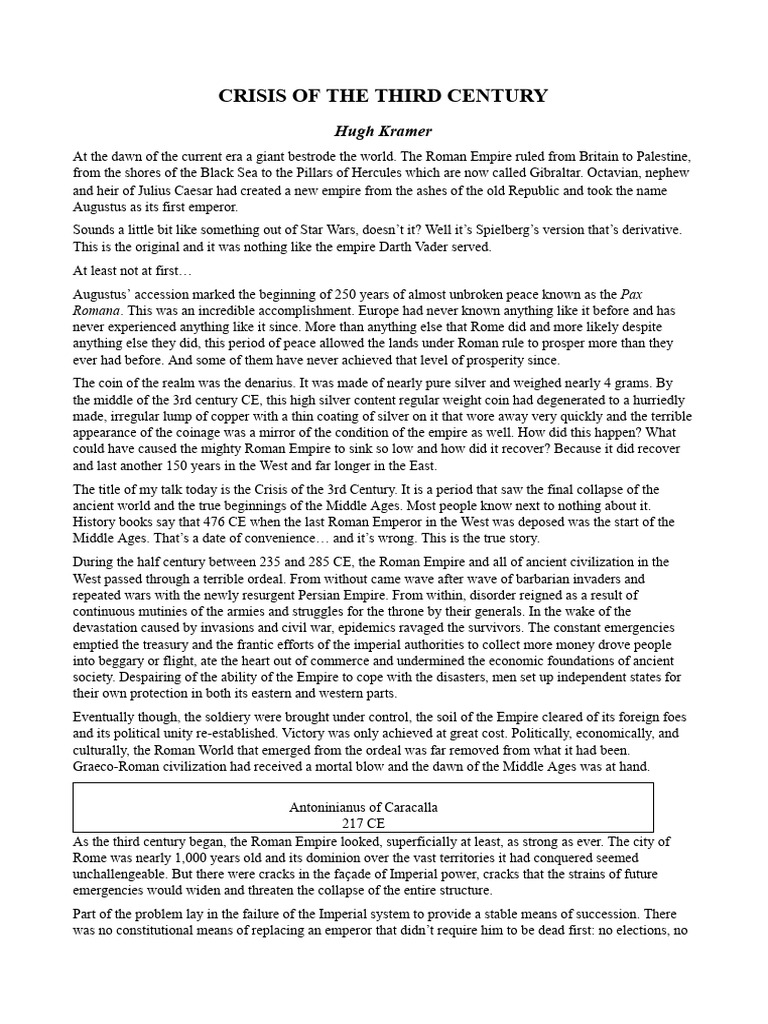 Causes of the 3rd Century Crisis | PDF | Roman Empire | Ancient Rome