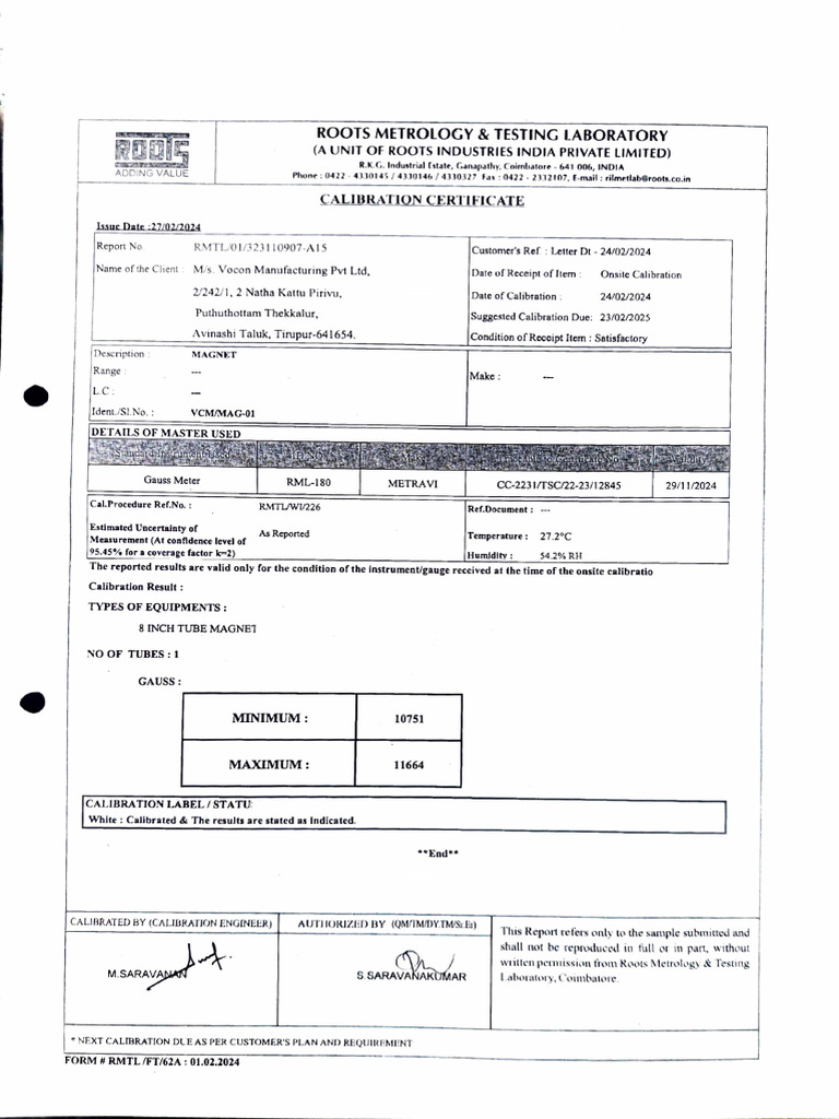 Magnet Calibration Report | PDF | Calibration | Metrology