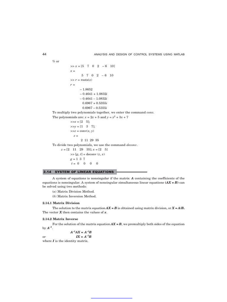 Analysis and Design of Control Systems using MATLAB. fayik lab (1) | PDF