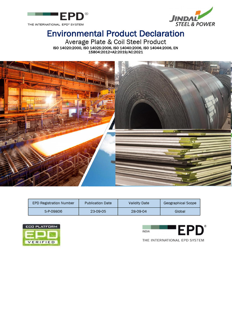 EPD Jindal Steel Power Steel Plates Coils en | PDF | Steelmaking | Metals