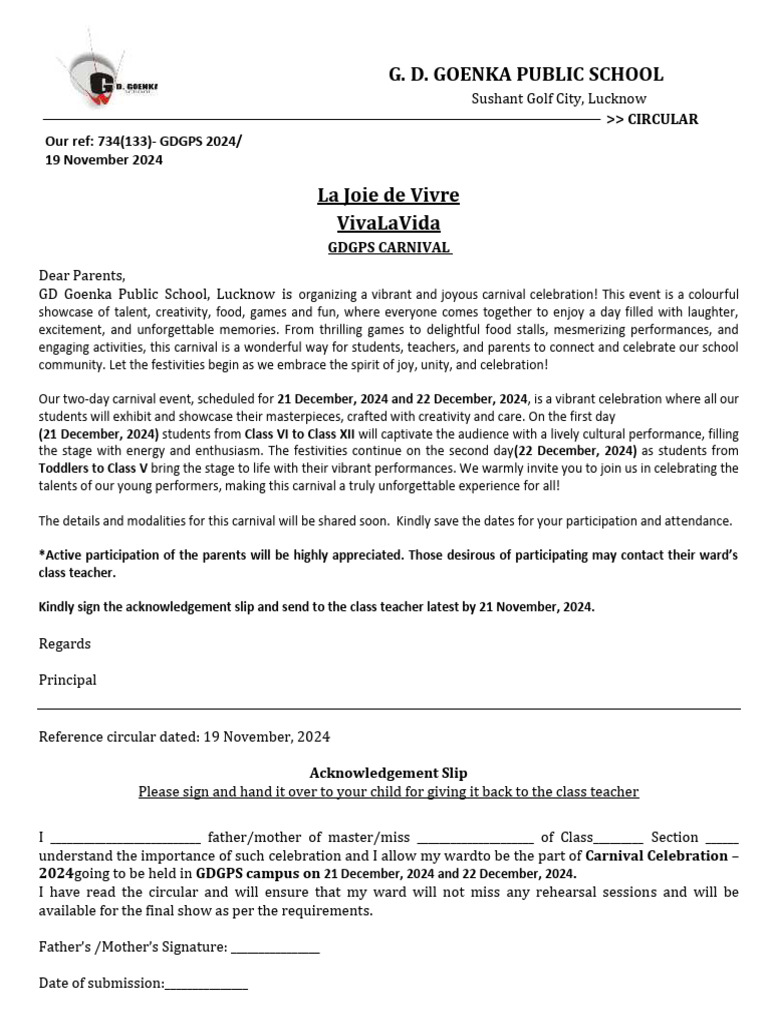 Circular For Annual Carnival 2024 | PDF