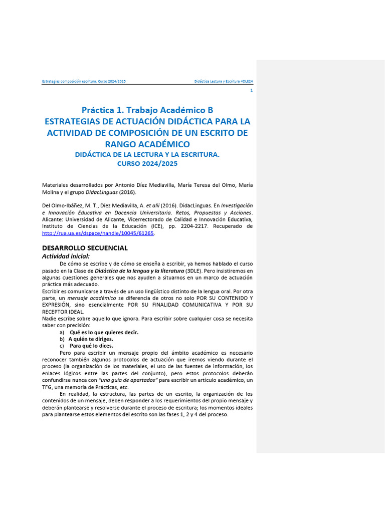 PRA1B Estrategias Composicion Escritura TRAACA 4DLE24cvPUB | PDF ...