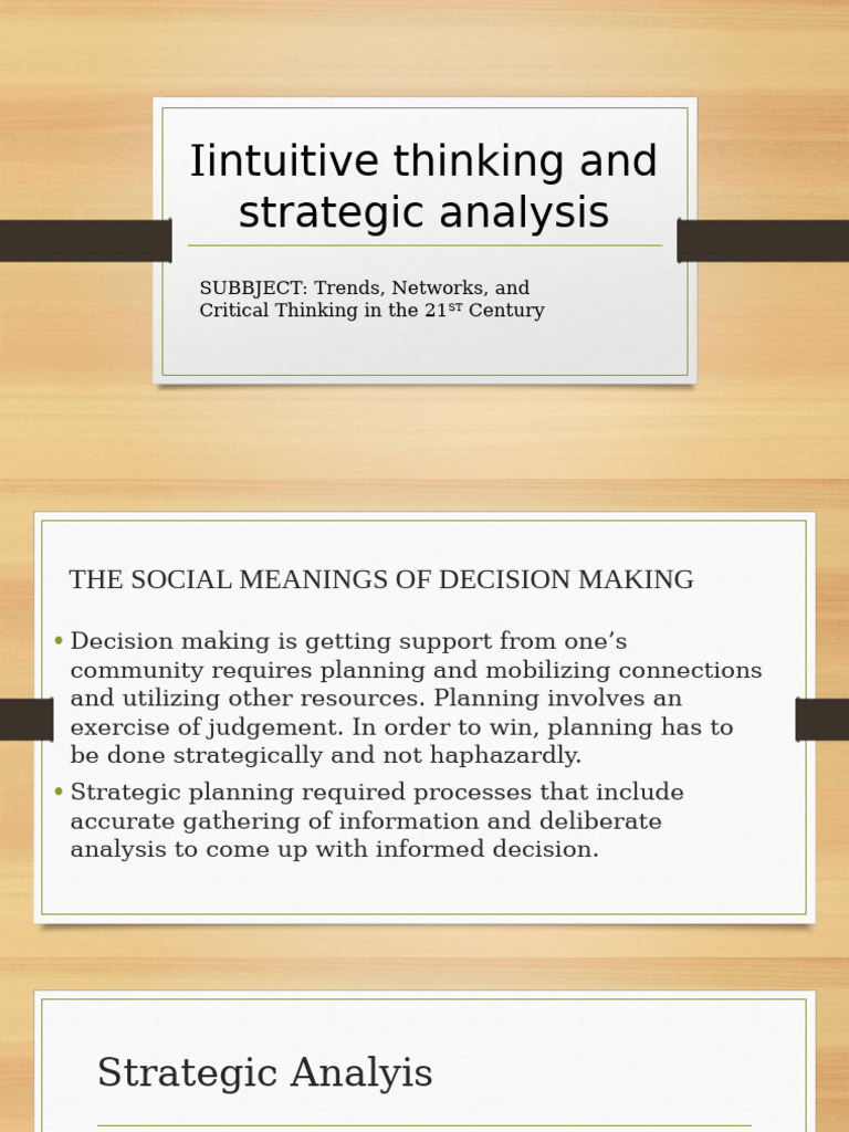 Iintuitive Thinking and | PDF | Thought | Swot Analysis