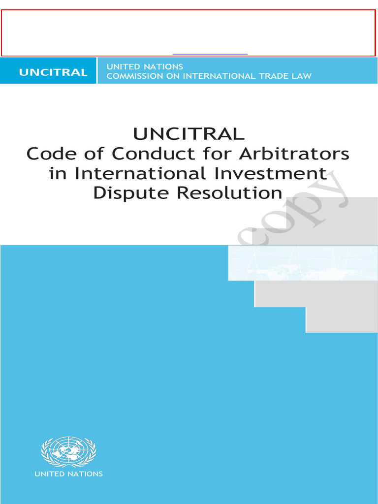 Uncitral Code of Conduct For Arbitrators Advance Copy Publ | PDF | Arbitration | Arbitral Tribunal