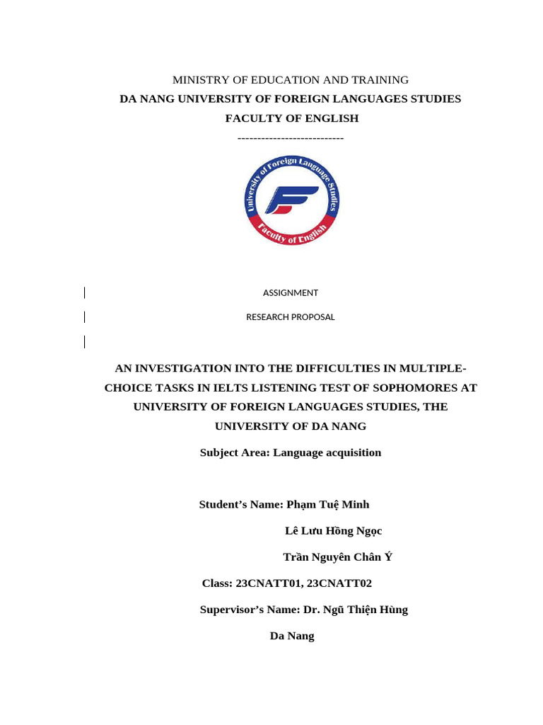 GROUP 2 ASSIGNMENT OF RESEARCH PROPOSAL | PDF | Multiple Choice | Survey Methodology