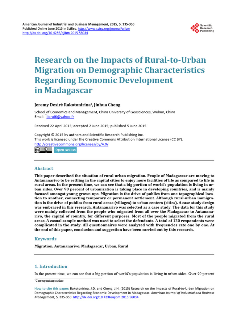 Research On The Impacts of Rural-To-Urban Migratio | PDF | Immigration ...