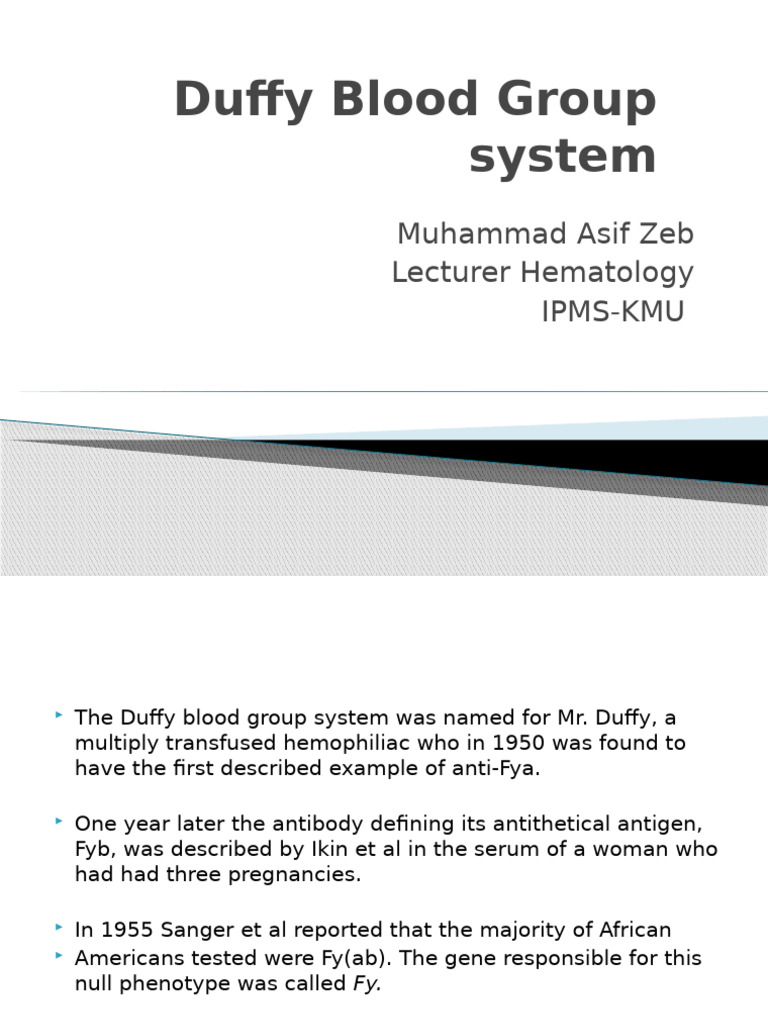 Lec # 06 Duffy Blood Group System | PDF | Blood Type | Immunology