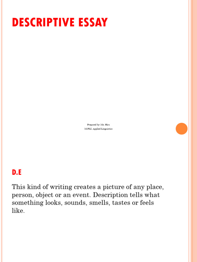 Descriptive Writing | PDF