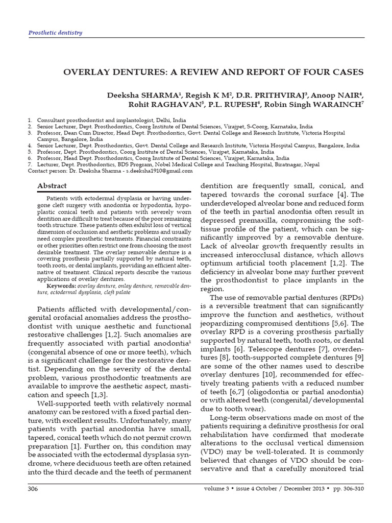 OVERLAY_DENTURES_A_REVIEW_AND | PDF | Dentures | Dentistry Branches