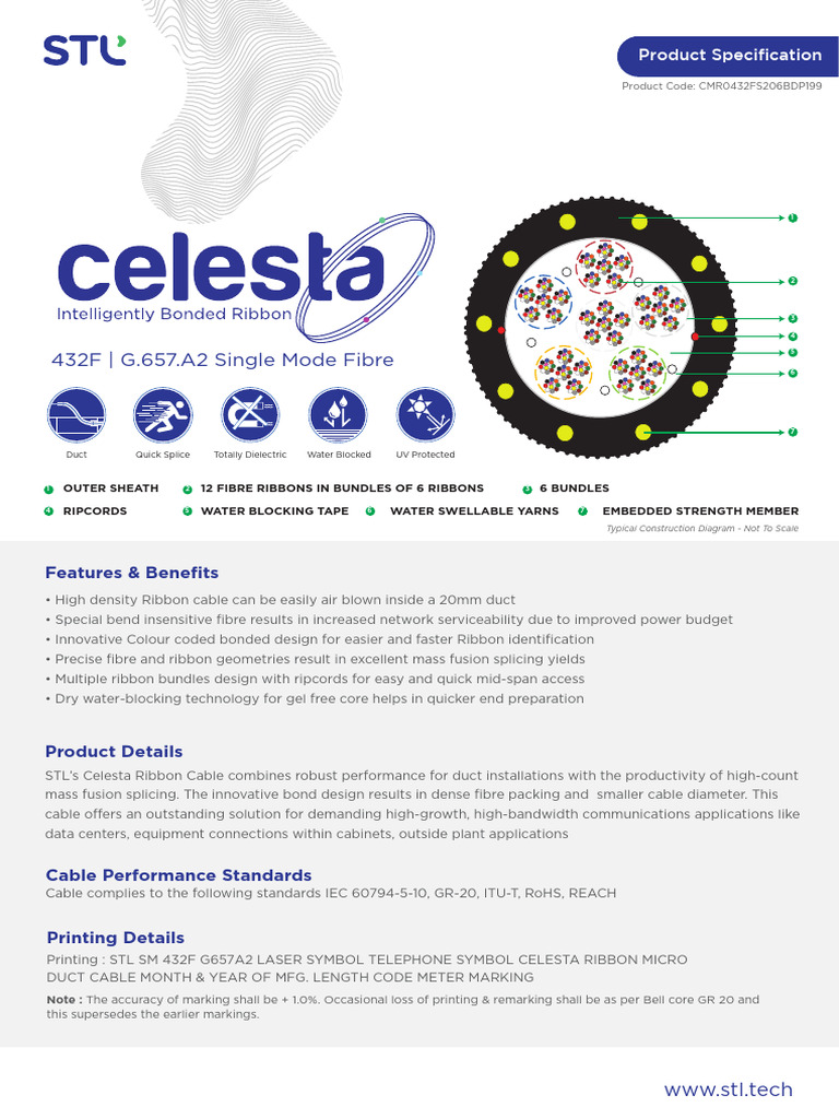 Celesta-Ribbon-Cable 432F Datasheet | PDF | Optical Fiber | Materials