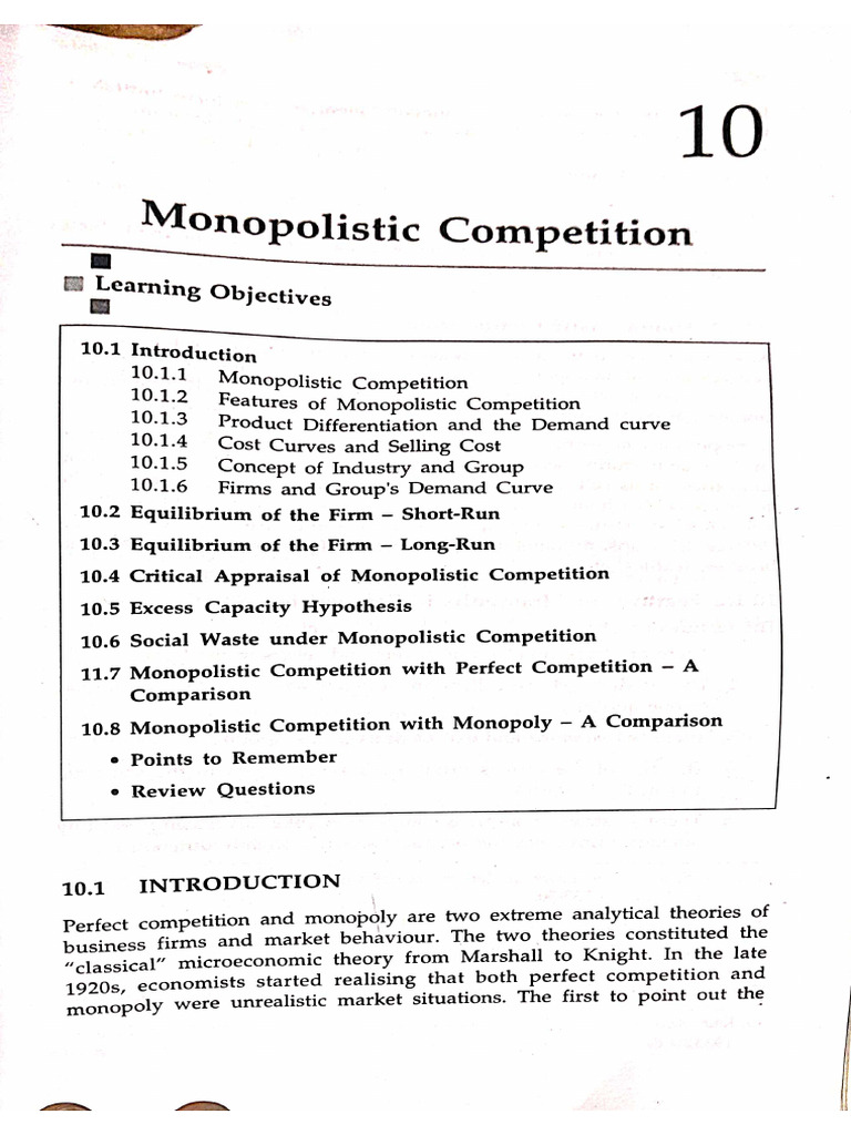 Chapter - 10 Monopolistic Competition. | PDF