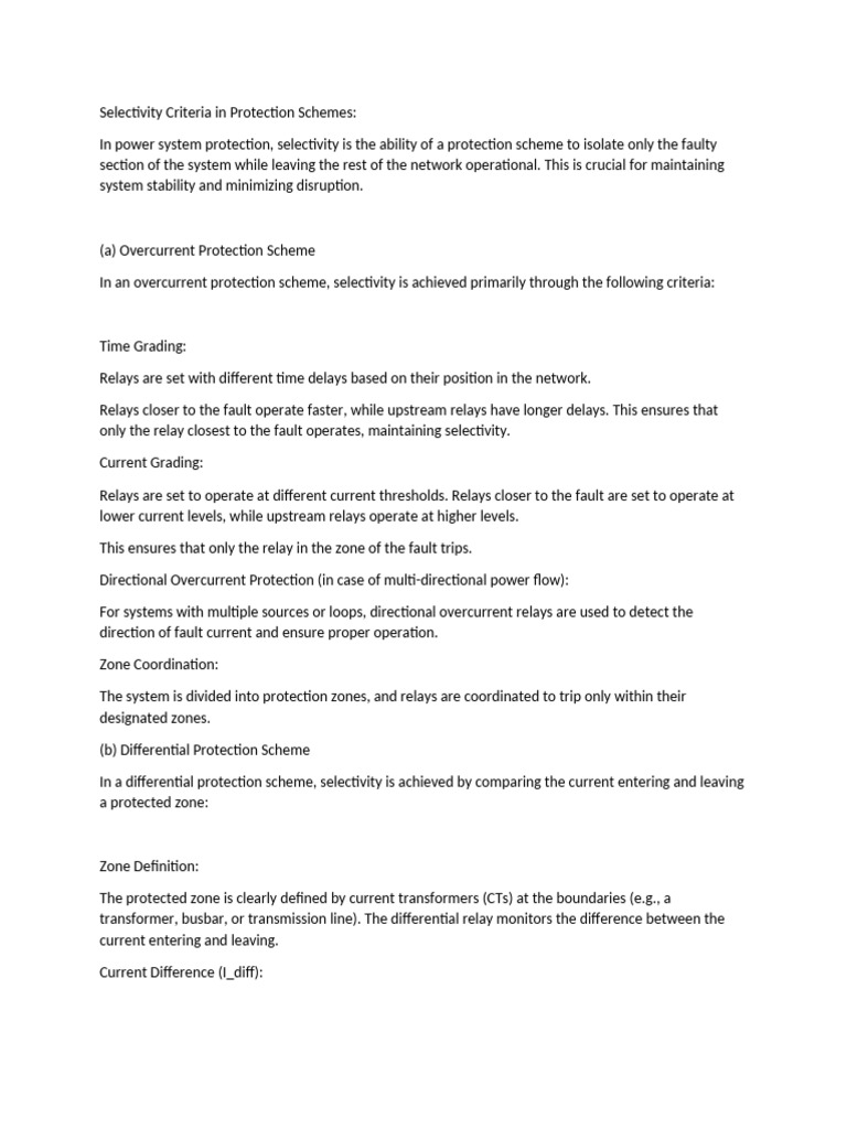 Selectivity Criteria in Protection Schemes | PDF | Relay | Electric Power