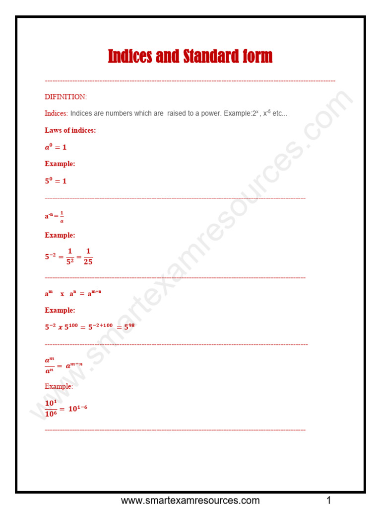 1.12-Indices-Standard Form | PDF