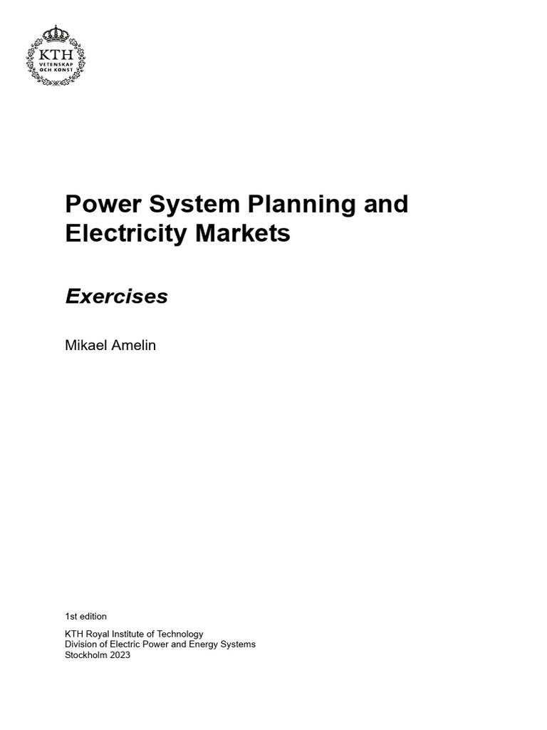 Planning and electricity markets exercises (1st edition) | PDF ...