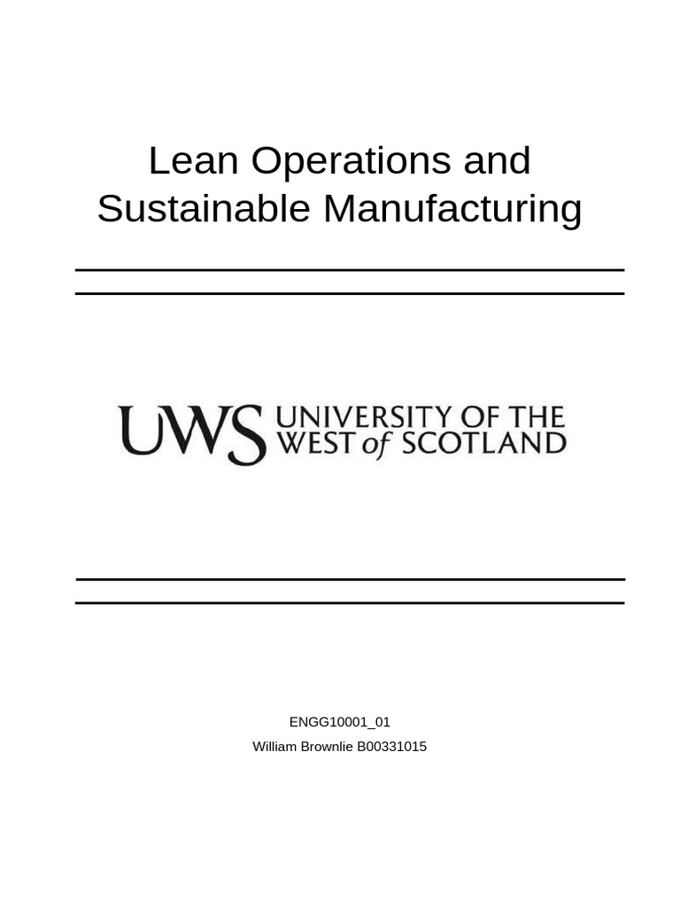 Lean Operations & Sustainable Manufacturing | PDF | Lean Manufacturing | Inventory