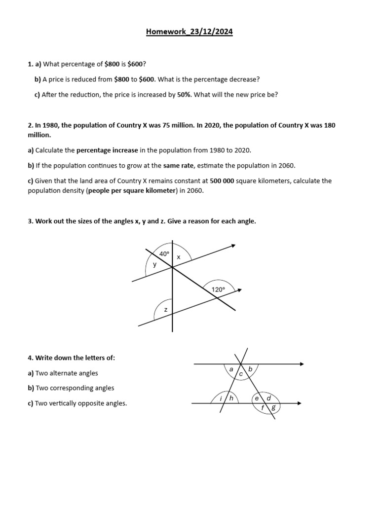 Math Homework Problems | PDF