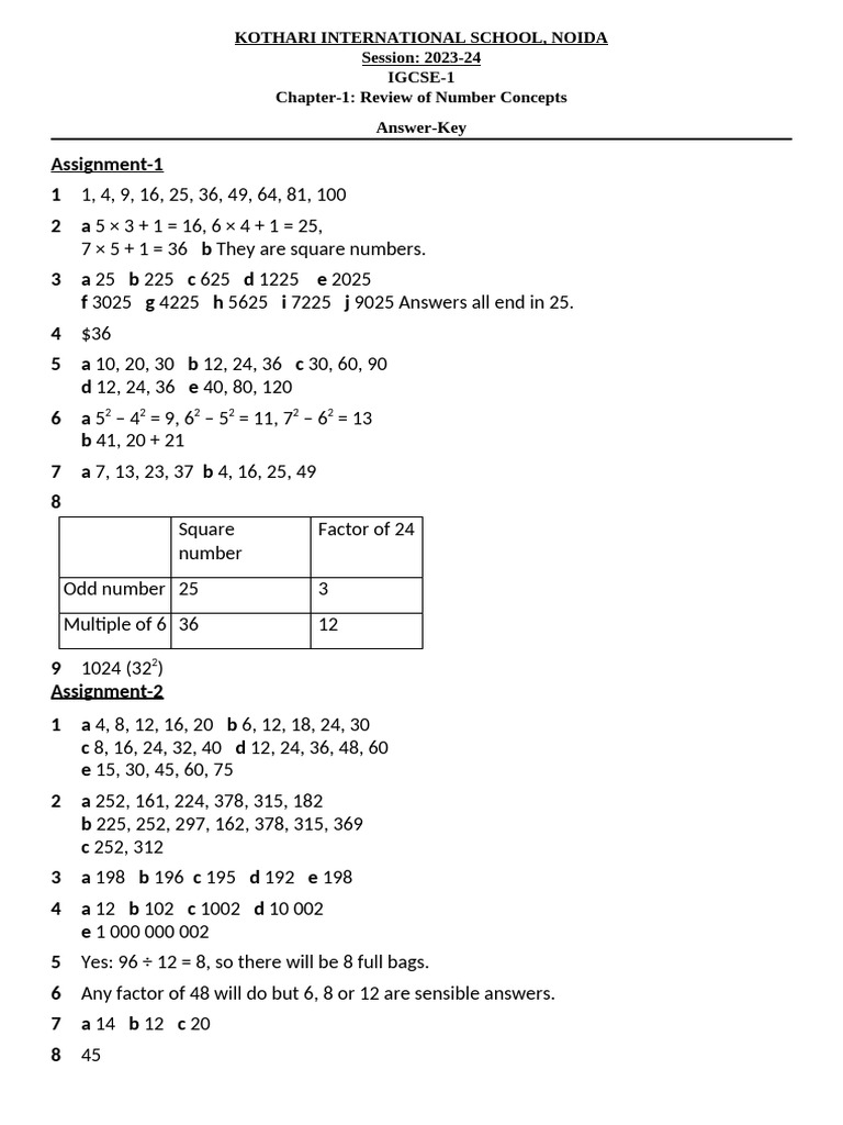 Ch-1 - Practice Questions - Answer-Key | PDF | Mathematical Concepts | Ring Theory