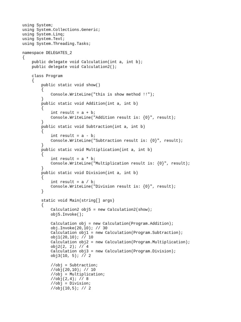 DELEGATES CODE | PDF