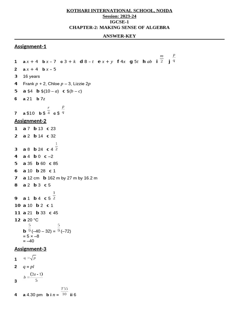 Ch-2 - Practice Questions - Answer-Key | PDF