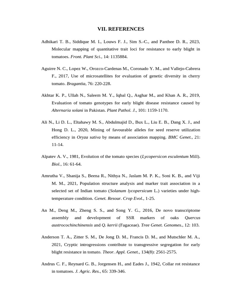 Reference Chapter (Corrected) | PDF | Tomato | Plant Breeding