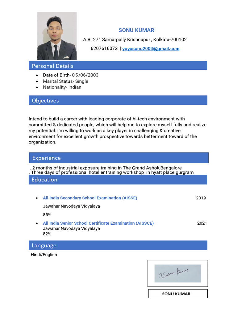 Sonu CV | PDF