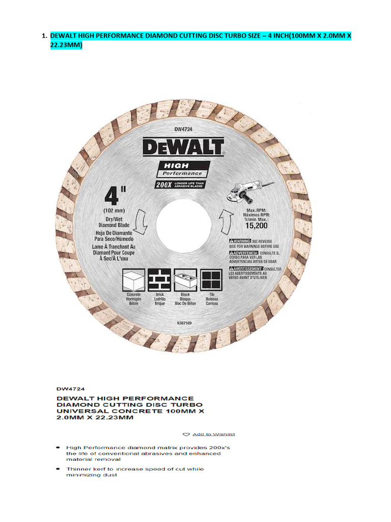 Diamond Cutting Disc Turbo | PDF