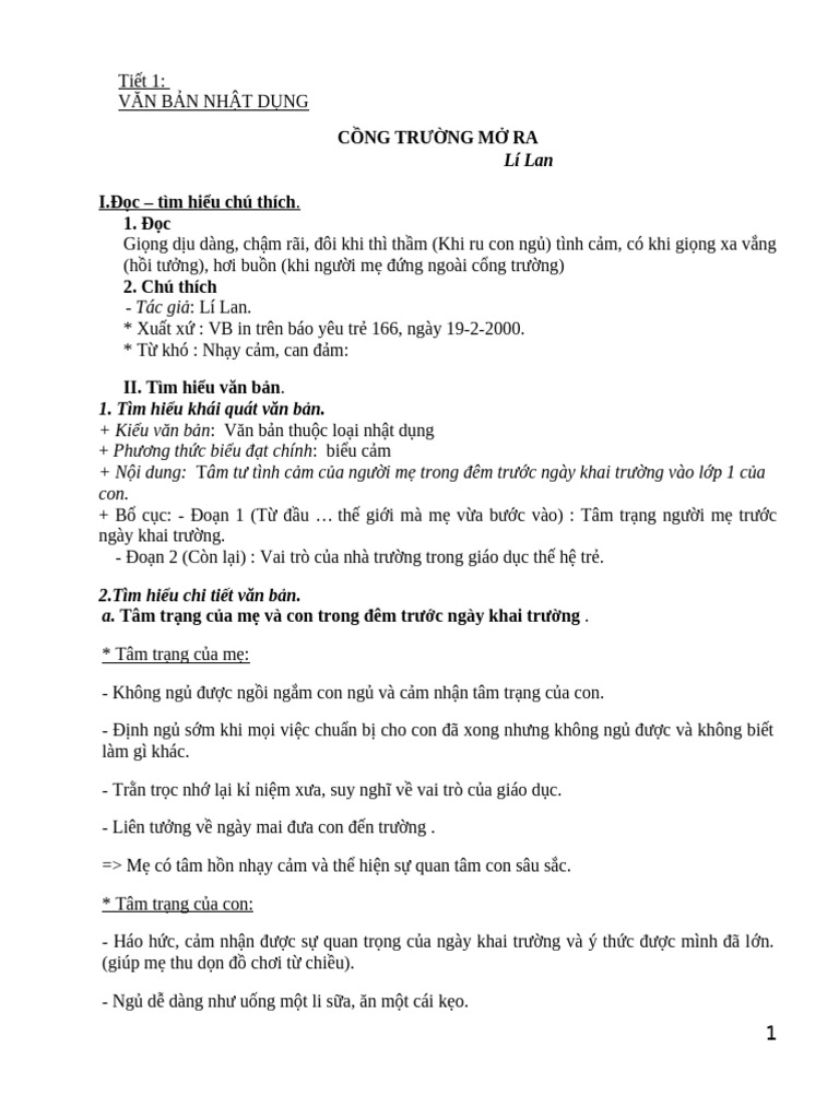 Lí Lan: C NG Trư NG M Ra | PDF