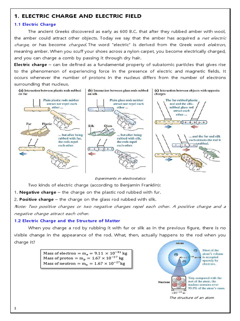 Electric Charge and Electric Field | PDF | Electric Charge | Electric Field