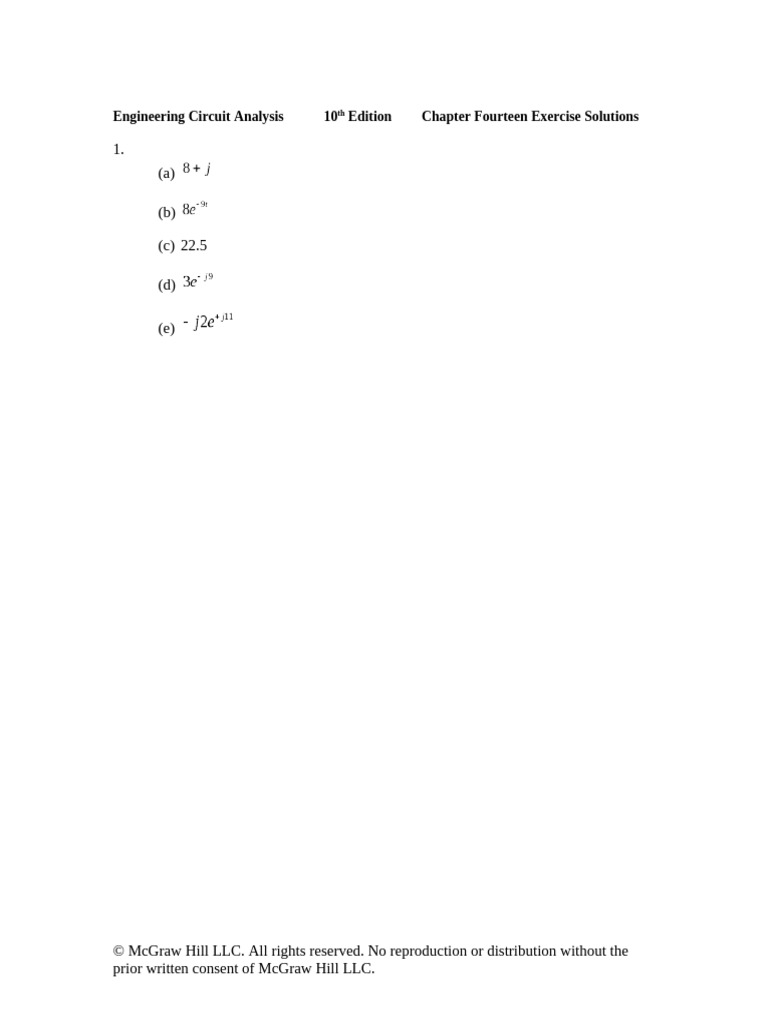 Hayt EngCircuitAnalysis 10e Ch014 SolutionsManual ACC | PDF | Electrical Network | Damping