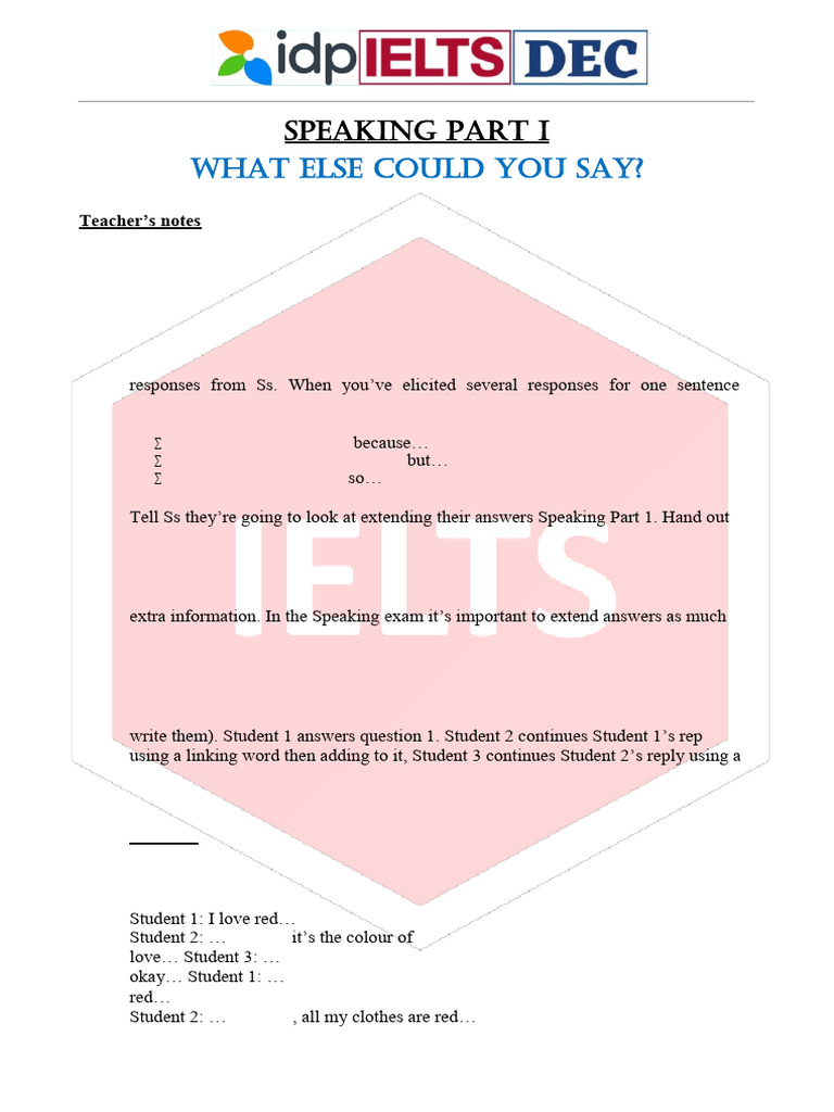 Speaking Task 1 | PDF | Cognitive Science