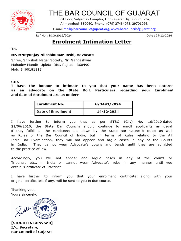 Intimation Letter | PDF