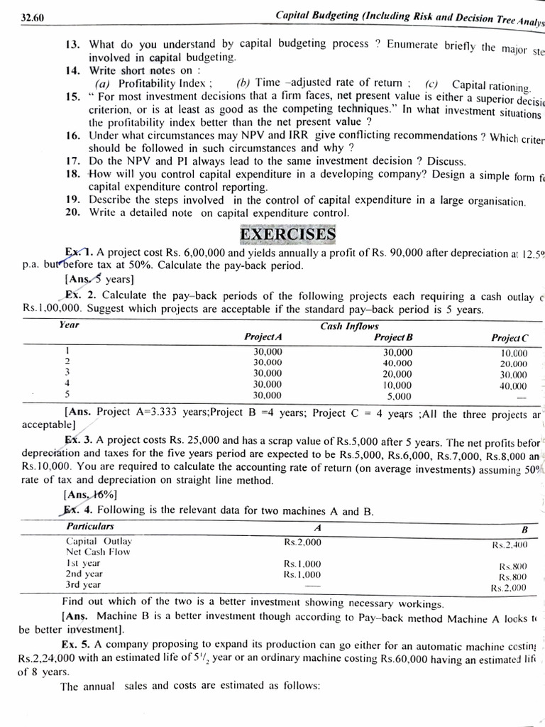 Capital Budgeting Questions | PDF | Capital Budgeting | Net Present Value